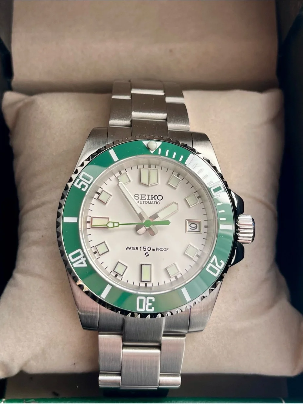 Seiko | Other | Seiko Mod Submariner Mens Automatic Diver Watch Green ...